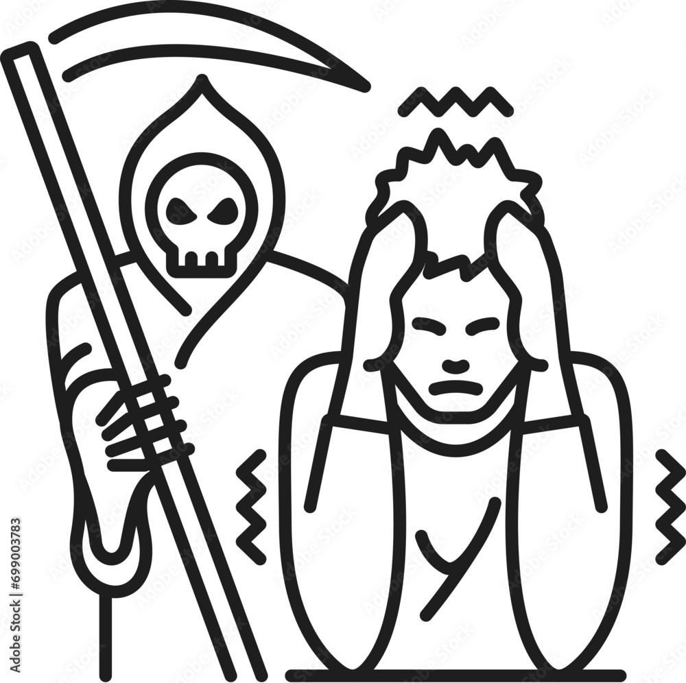 Human thanatophobia phobia icon, mental health. Fear of death, mental ... Human thanatophobia phobia icon, mental health. Fear of death, mental ...