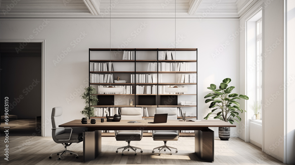 Architectural Workspace Grandeur - Open Plan Office with Elegant ...