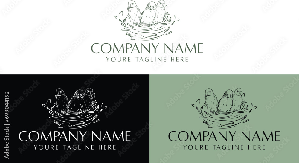 Birds logo, 3 birds logo, birds and nest logo Stock Vector | Adobe Stock