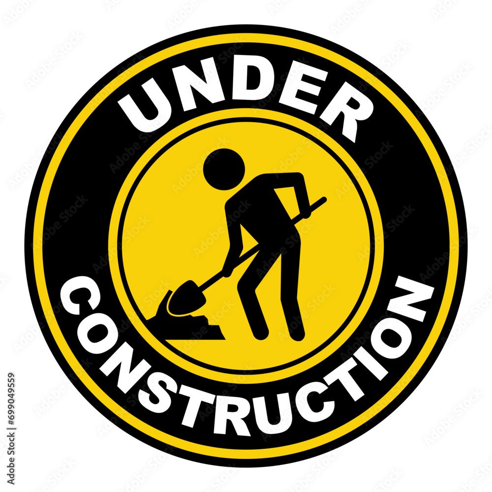 under construction sign with man pictogram under working icon sign ...