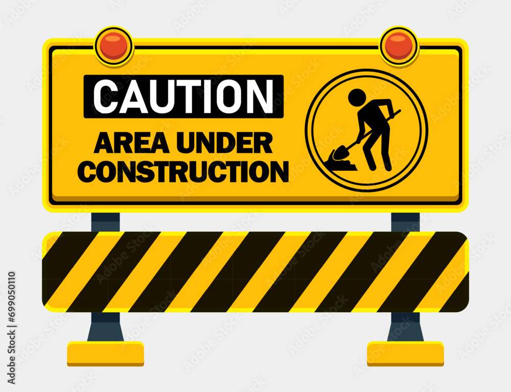 under construction warning sign working area signgage poster template ...