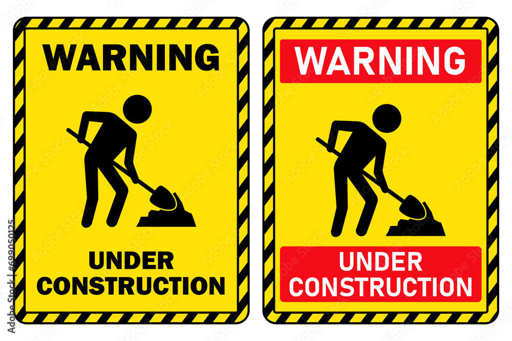 warning construction area for home and building construction yellow ...