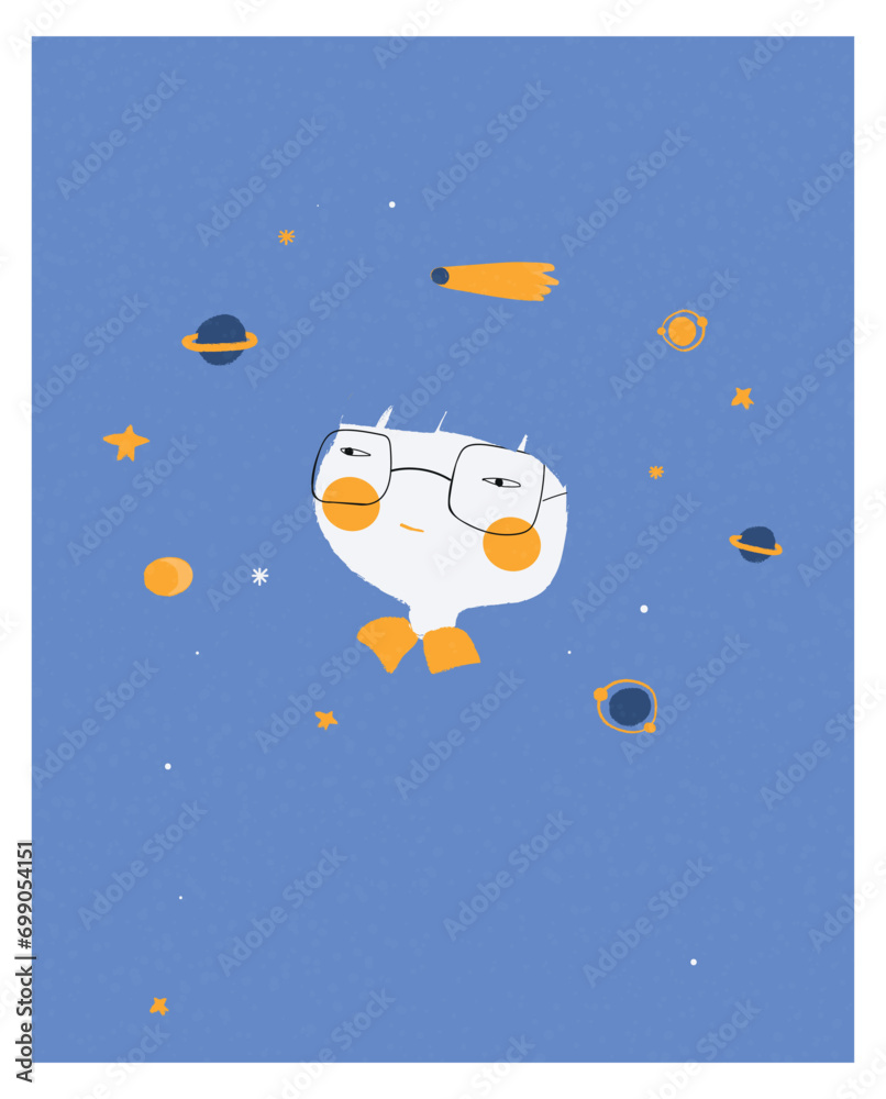Print Cartoon of Autismchild with happy gentle face with galaxy,moon ...
