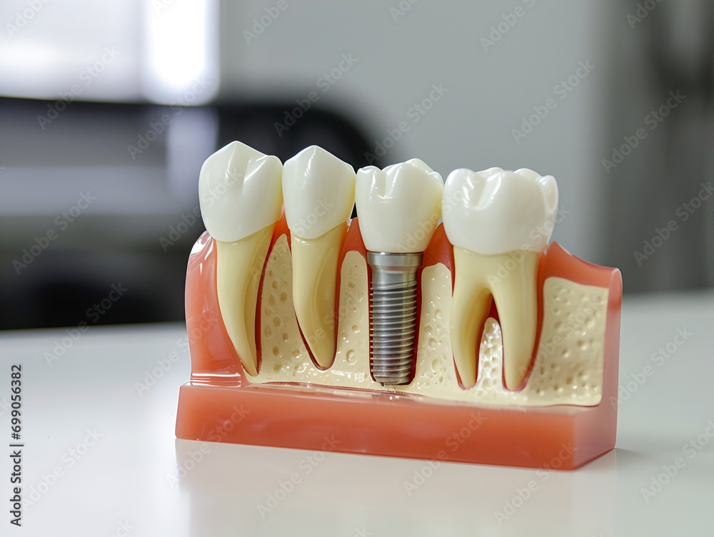 Dental implant. Teeth care surgery and crown fixture. Tooth replacement ...