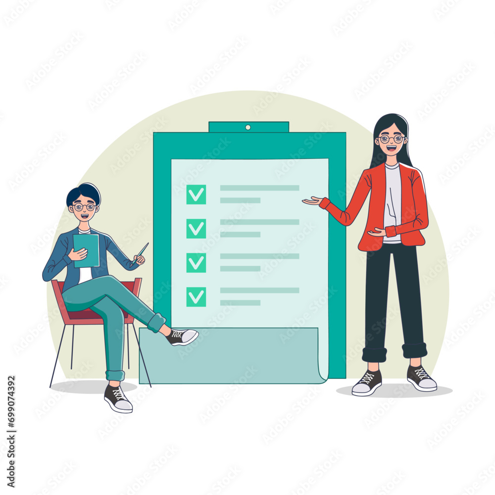 Vecteur Stock flat design with two workers / Group of business people ...