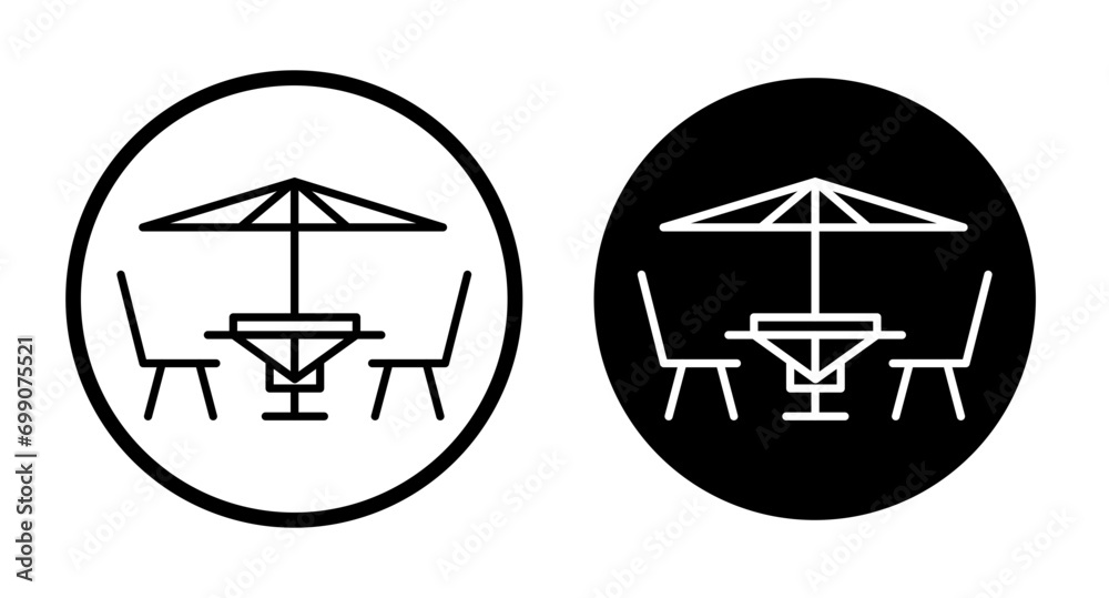 Vetor de Terrace cafe icon set. rooftop coffee table vector symbol ...