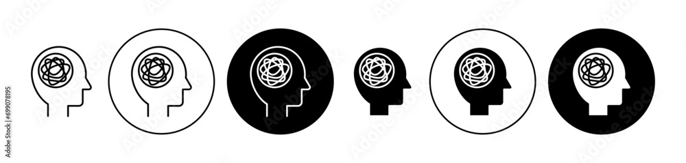 Mental disorder vector illustration set. Stress anxiety head vector ...