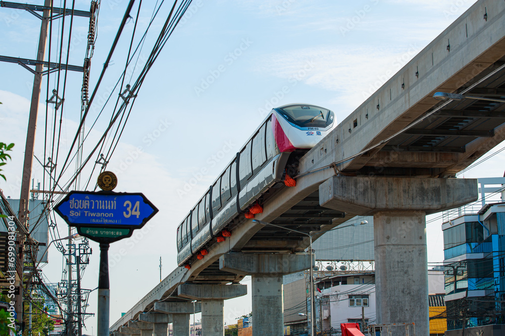 Nonthaburi province Thailand: Dec 27, 2023: The Pink Line electric ...