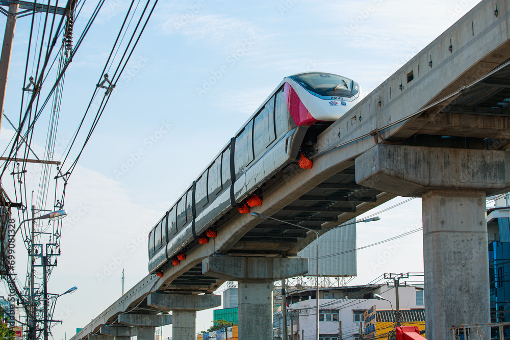 Nonthaburi province Thailand: Dec 27, 2023: The Pink Line electric ...