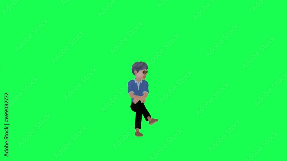 Chroma key student boy sitting talking isolated green screen front ...