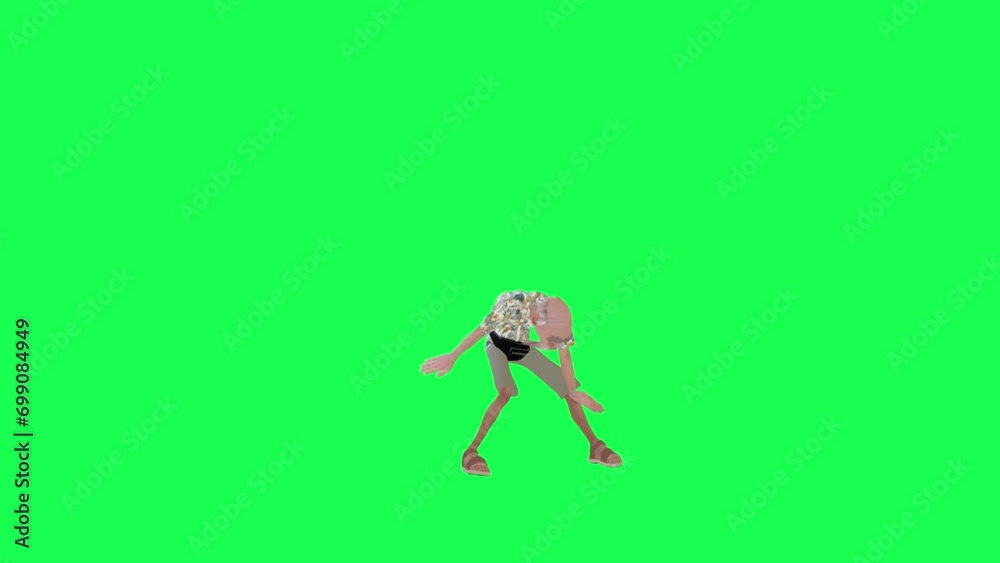 Cheering and dancing old man, front angle chroma key green screen ...