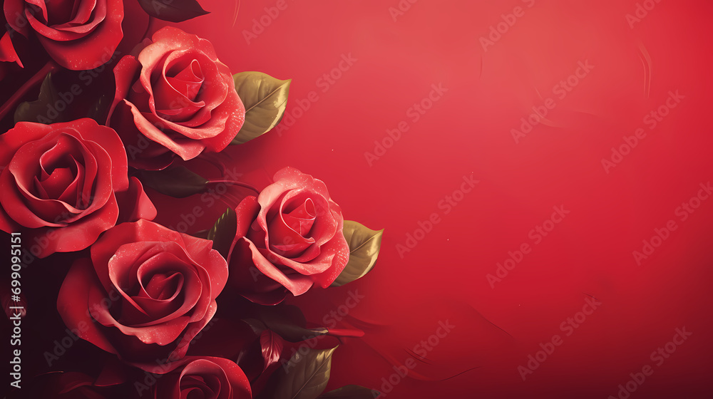 Beautiful red background with red rose leaves, decorative flower ...