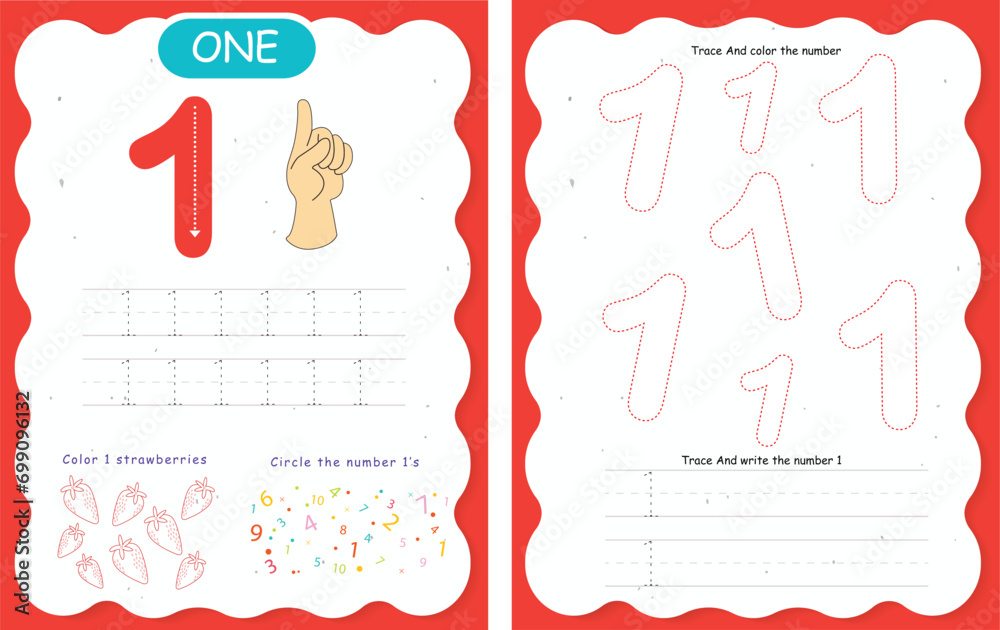 Worksheet Learning numbers one for kids. mathematics for children of ...