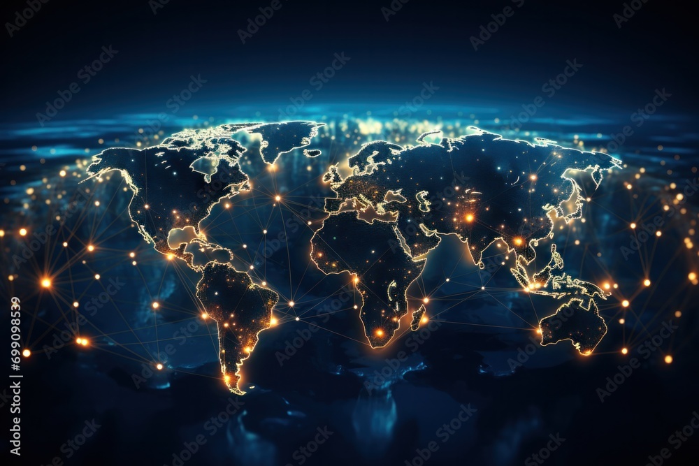 earth, cyberspace, continent, global, map, network, connection ...