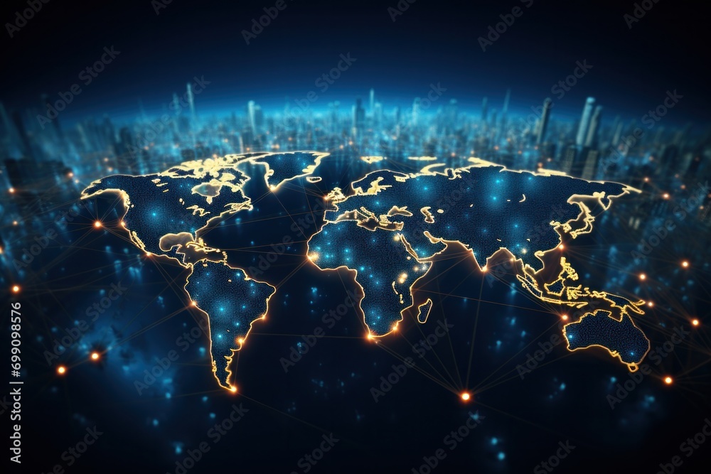 earth, cyberspace, continent, global, map, network, connection ...