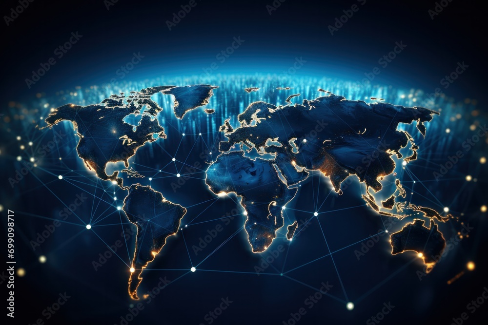 earth, cyberspace, continent, global, map, network, connection ...