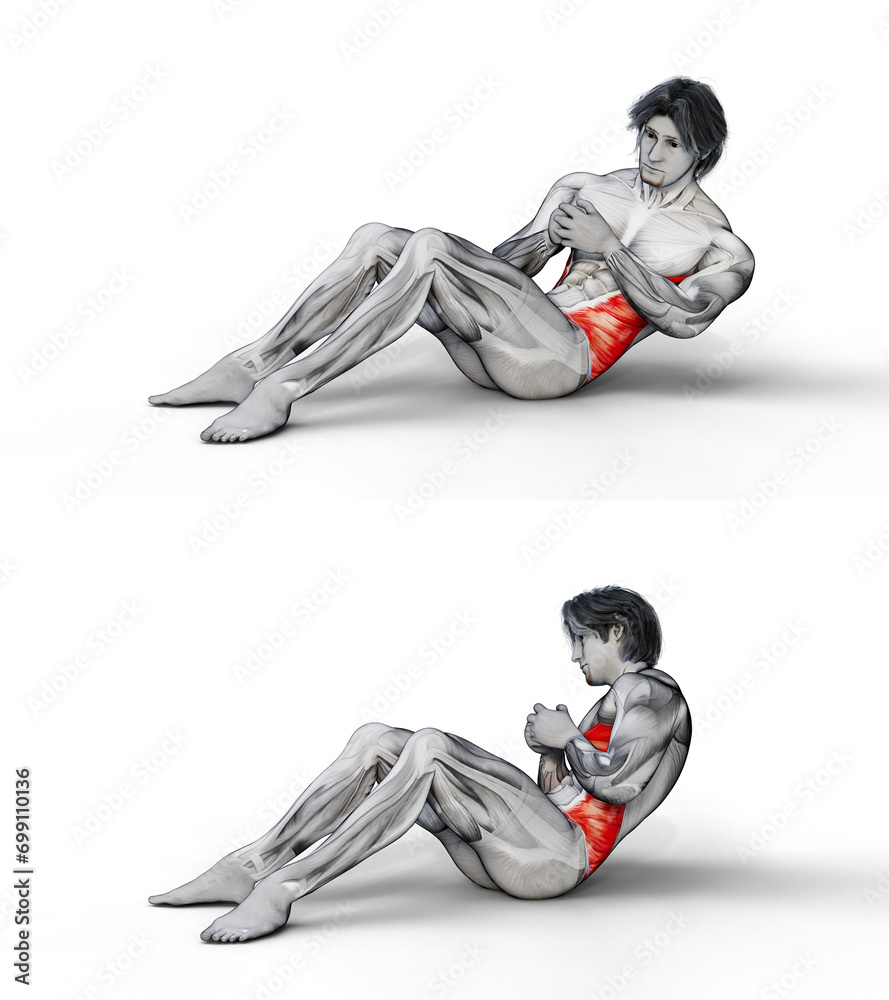 103 Russian Twist. 3D Anatomy of fitness and bodybuilding. An ...