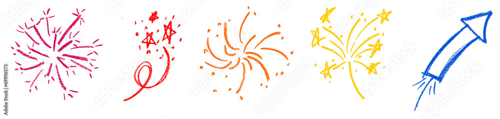 Fireworks Crayon Drawing Stock Illustration | Adobe Stock