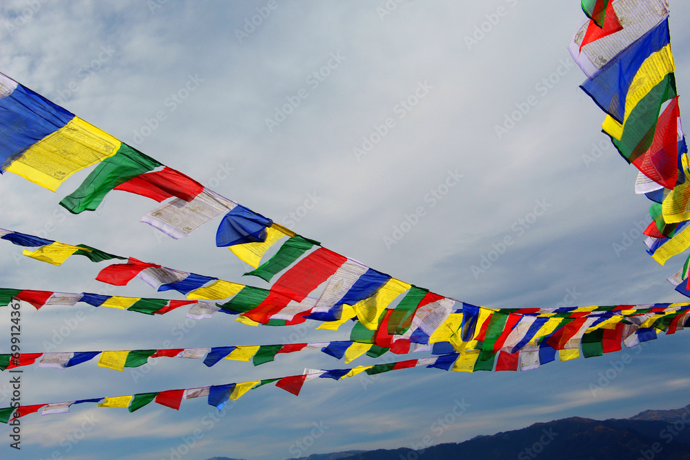 Buddhist Prayer Flags. Prayer flags are colorful panels of rectangular ...