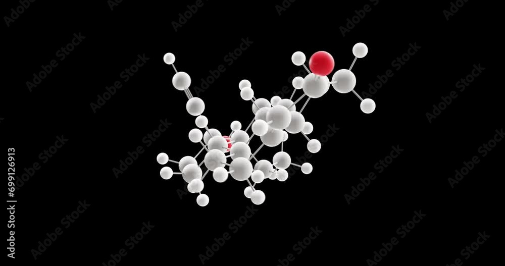 Norgestrel molecule, rotating 3D model of progestin, looped video on a ...