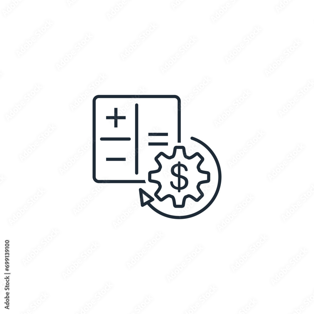 Technical financial calculation, estimate. Vector linear icon ...