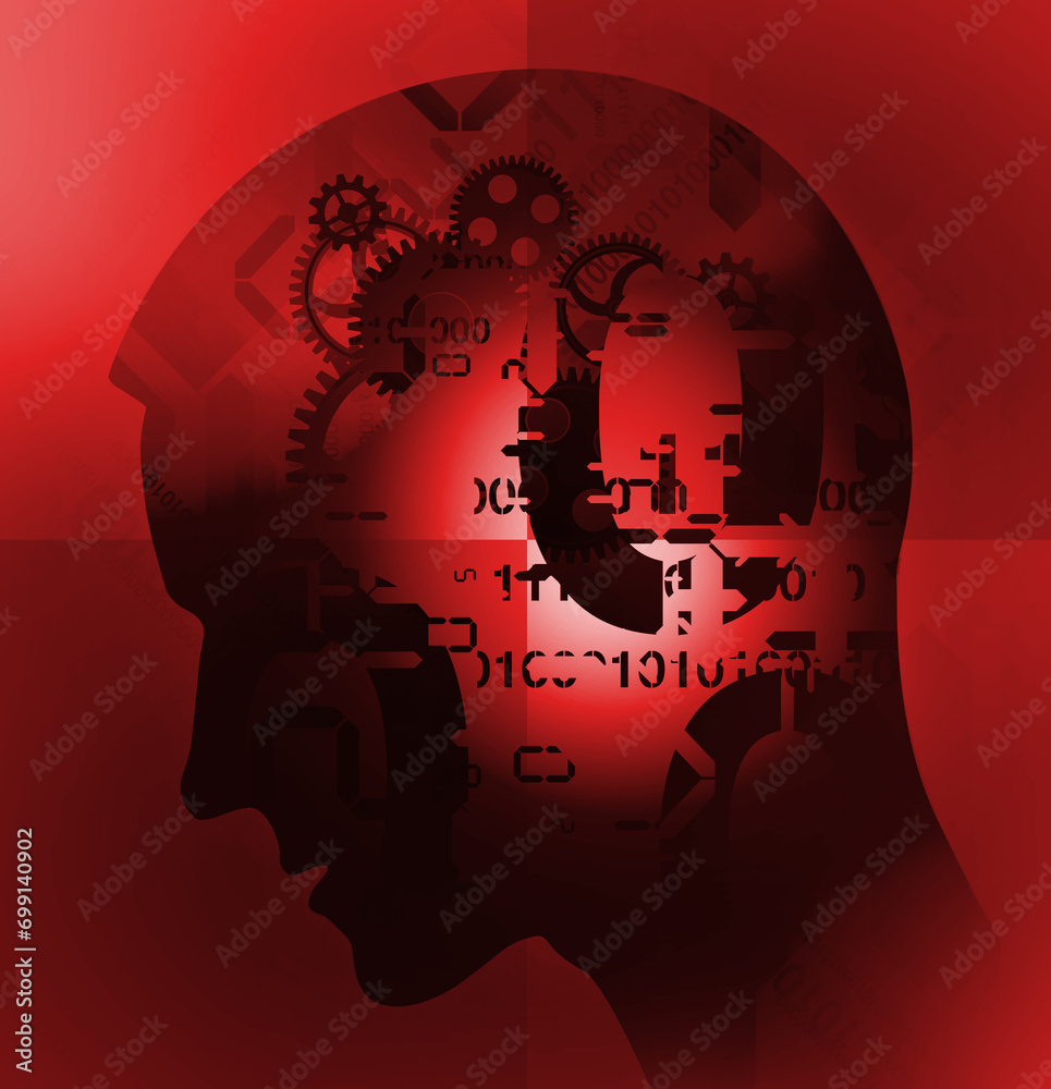Burn out syndrome,Stress Overworked man. Stylized red male head ...