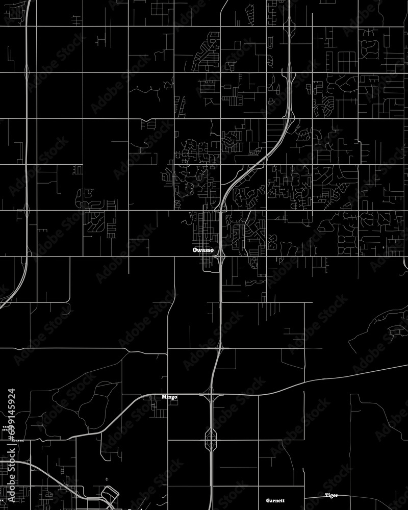 Owasso Oklahoma Map, Detailed Dark Map of Owasso Oklahoma Stock ...
