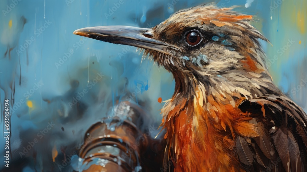 bird covered in oil after an environmental disaster, highlighting ...