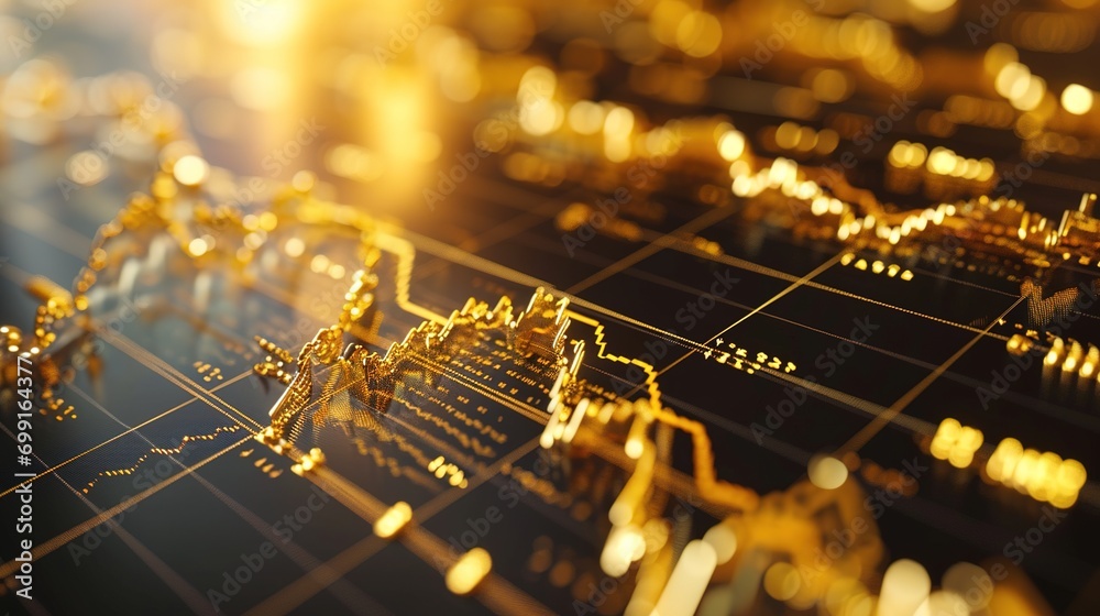 Gold trade chart stock analysis on growth financial business money ...