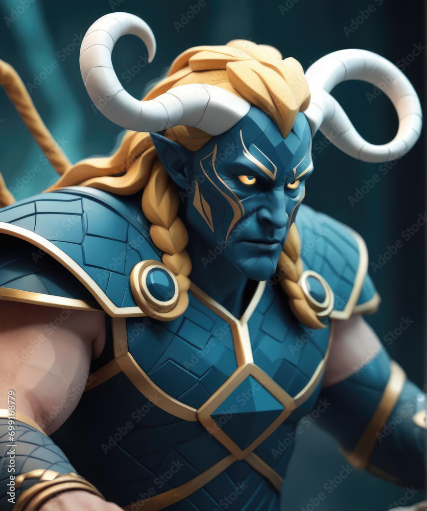 Vibrant 3D Illustration of Nordic God Sigyn Collecting Venom to Protect ...