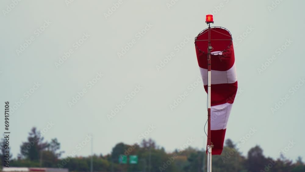 Striped white and red indicator installed on roof of general aviation ...