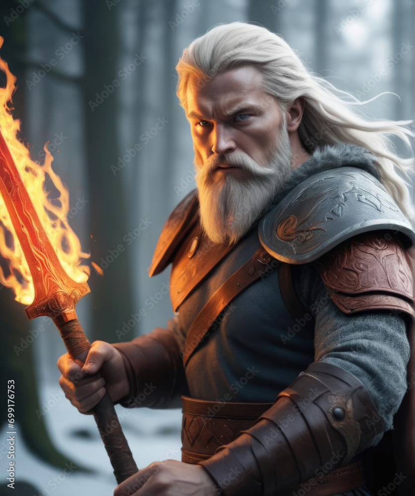 Surt, the Nordic God of Fire - A flat-design illustration of Surt ...