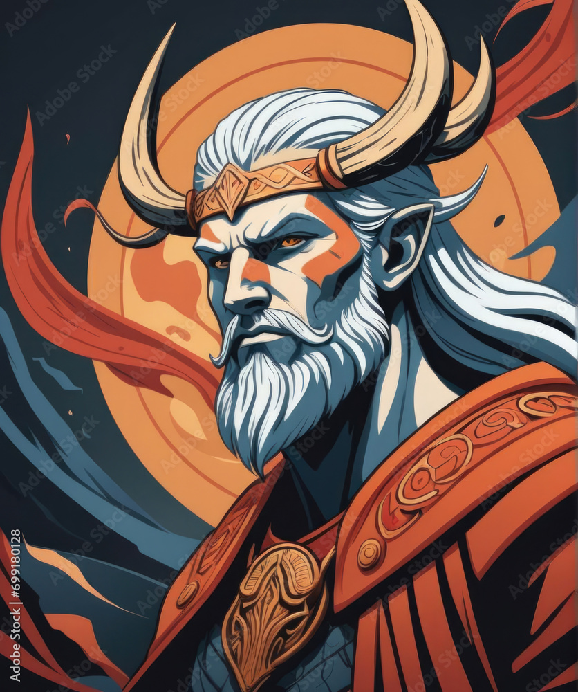 Nordic God Hel - A bold flat illustration of Hel, the Nordic goddess ...