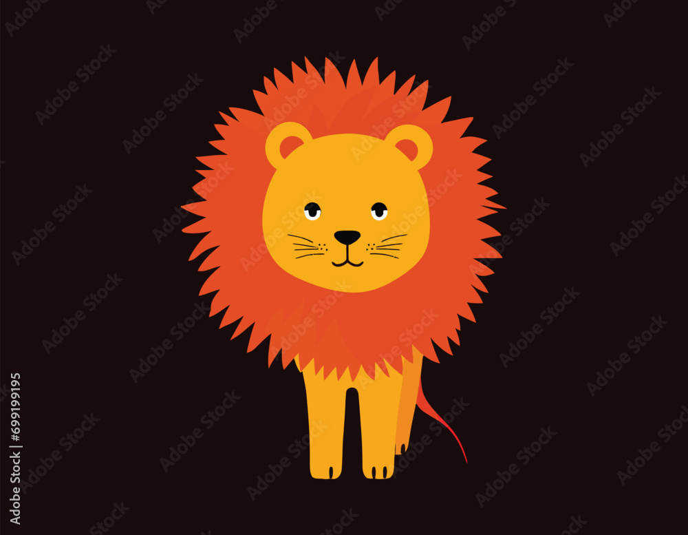 lion cartoon vector isolated on black background Stock Vector | Adobe Stock