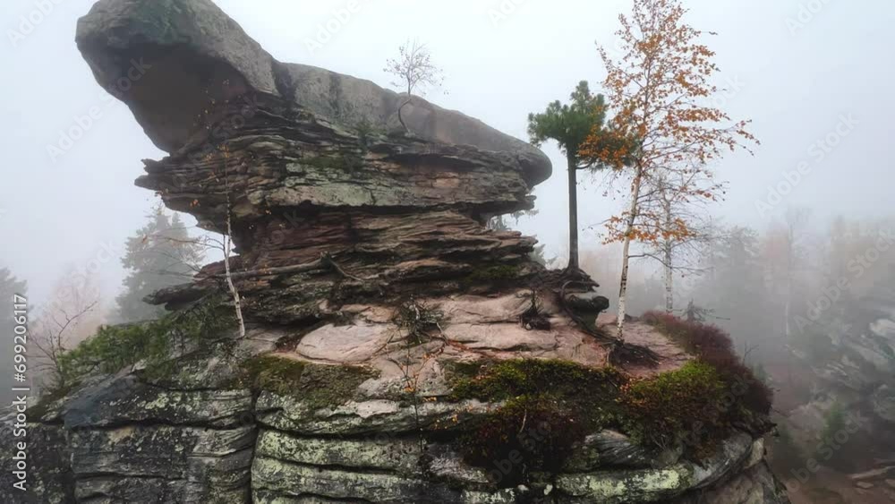 Vidéo Stock Stone City in autumn. Bright foliage and autumn landscape ...