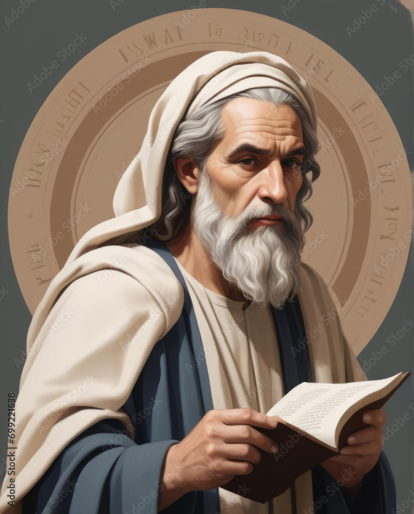 Prophet Isaiah - Realistic flat illustration of a biblical figure with ...