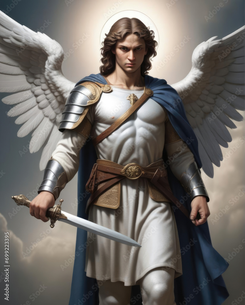 Archangel Michael - Realistic flat illustration of the biblical figure ...