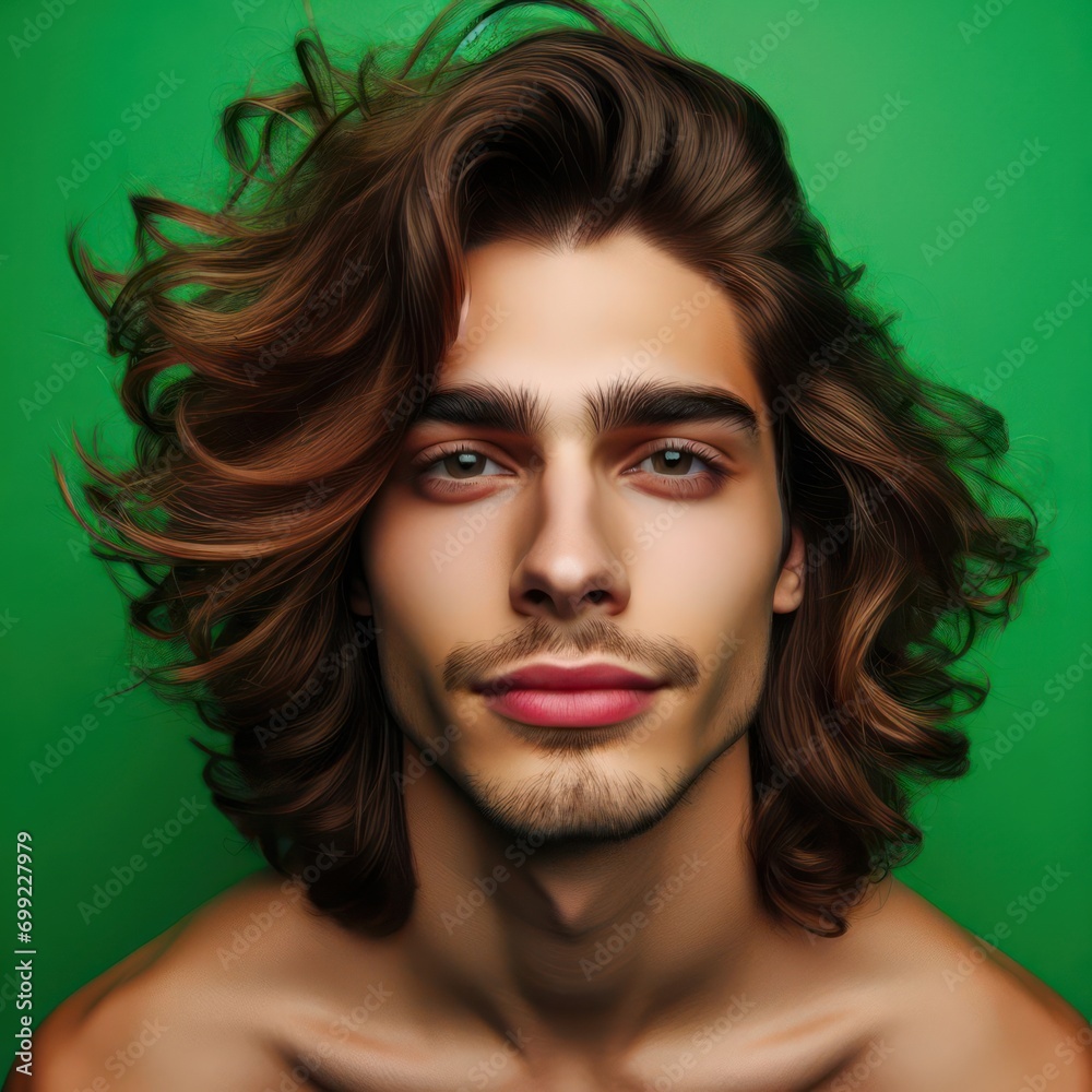white latino 22 years old man, wavy hair semi long hairstyle, extreme ...