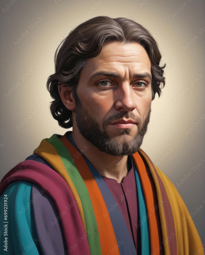Joseph with Coat of Many Colors - Realistic flat illustration of a ...