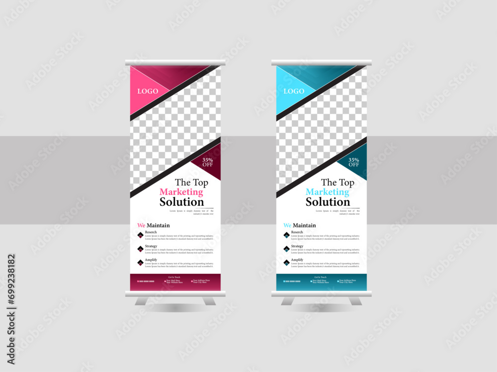 Corporate roll banner or poster design. Abstract design with creative ...