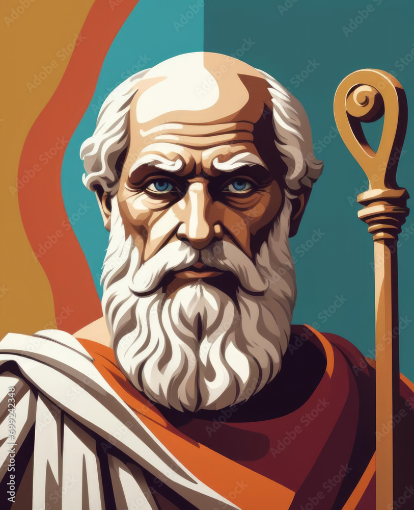 Archimedes in Modern Pop Art - Mid-shot portrait of an ancient ...