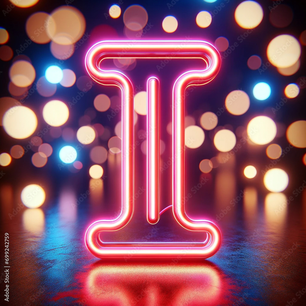 Intense Neon Letter I, neon letter I, intense glow, alphabet, bright ...