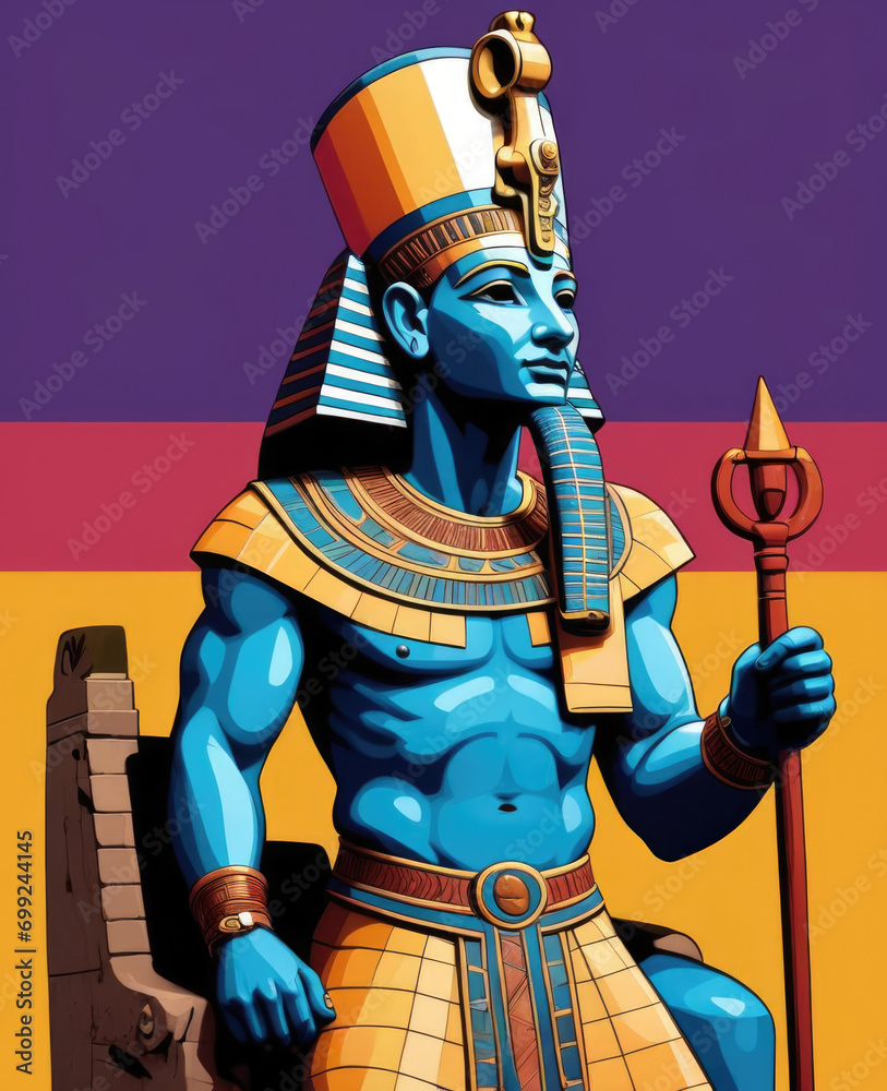 Vivid Pop Art Portrait of Ramses II with Chariot - Ancient historical ...