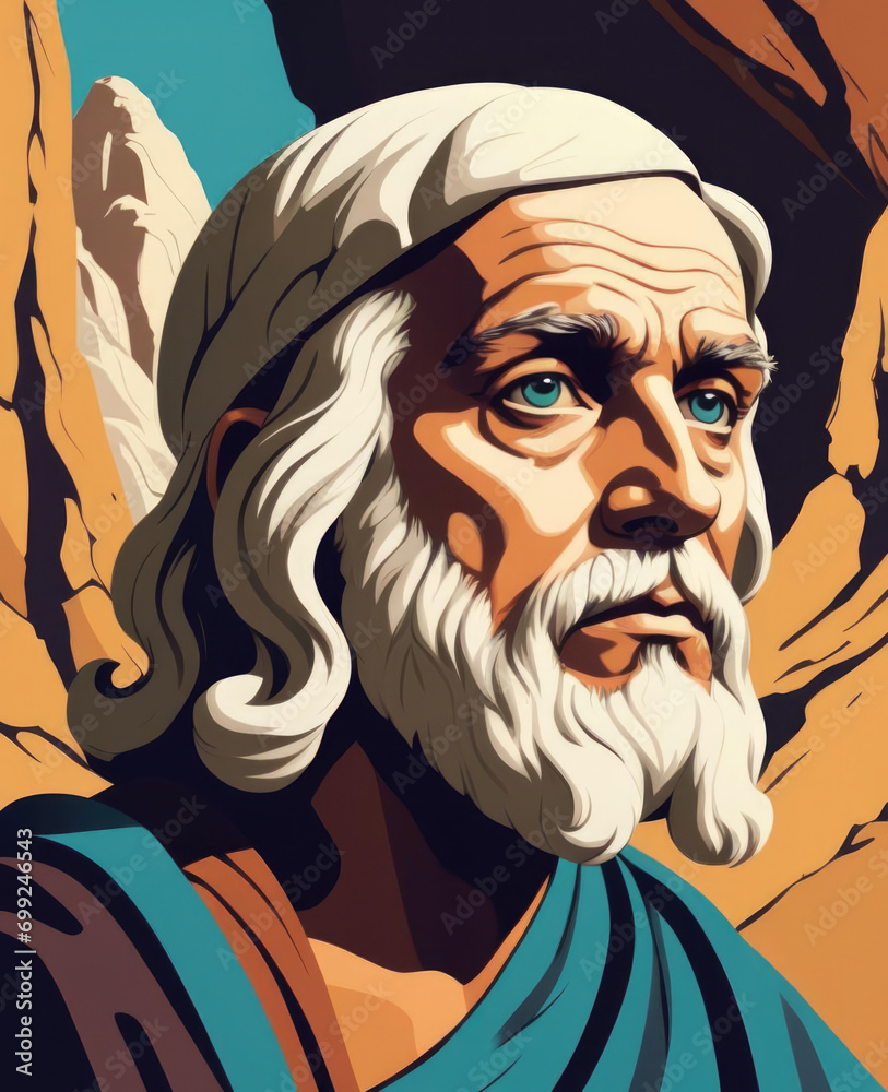 ภาพประกอบสต็อก Flat Pop Art Portrait of Plato - Retro-inspired ...