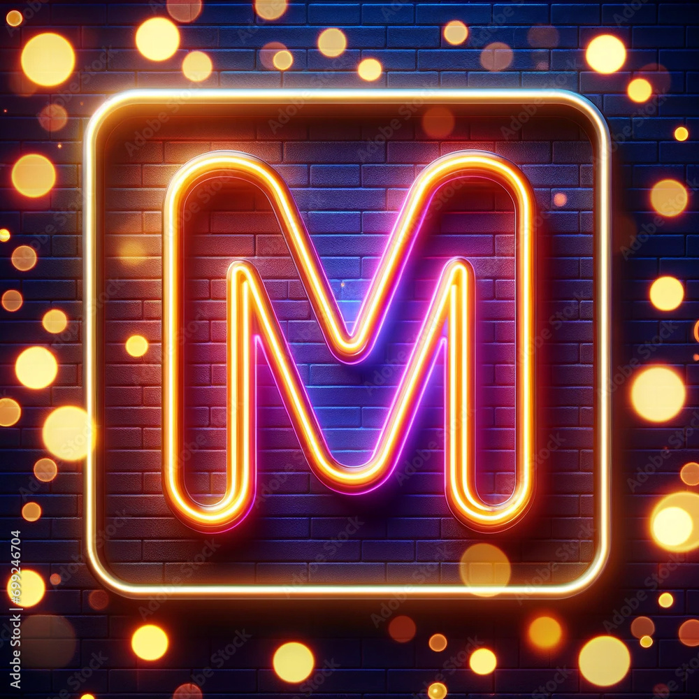 Majestic Neon Letter M, neon, letter M, glowing, alphabet, bright ...