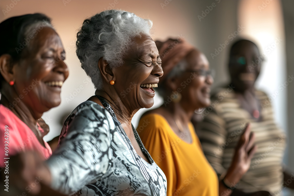 Candid capture of a joyful group of black seniors showing vitality ...