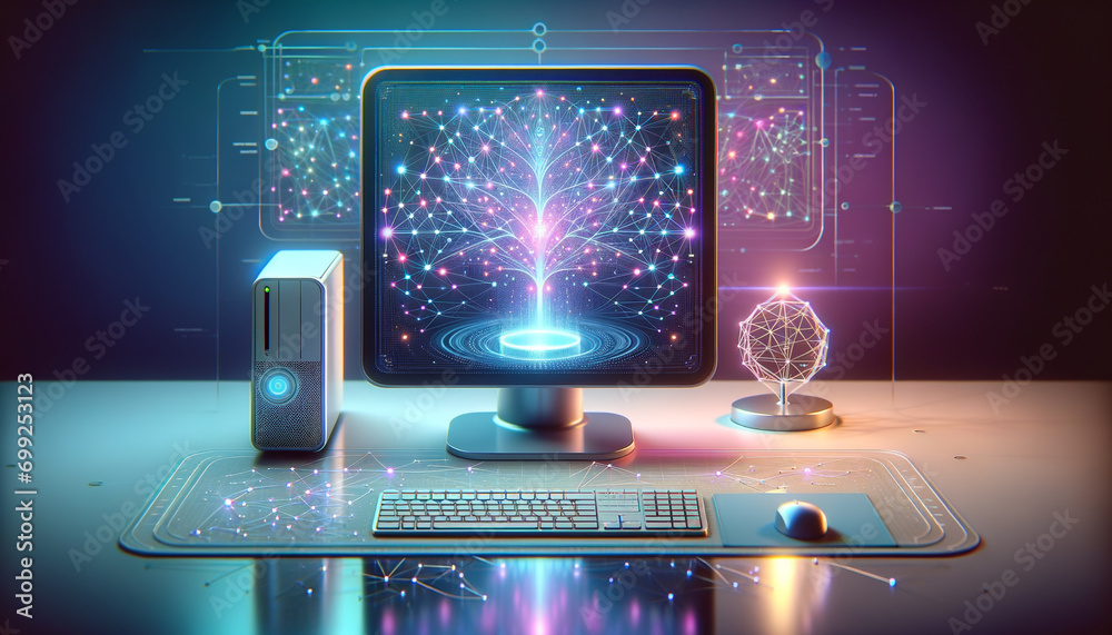 Advanced Technology Displaying Neural Network Patterns in Calming Color ...