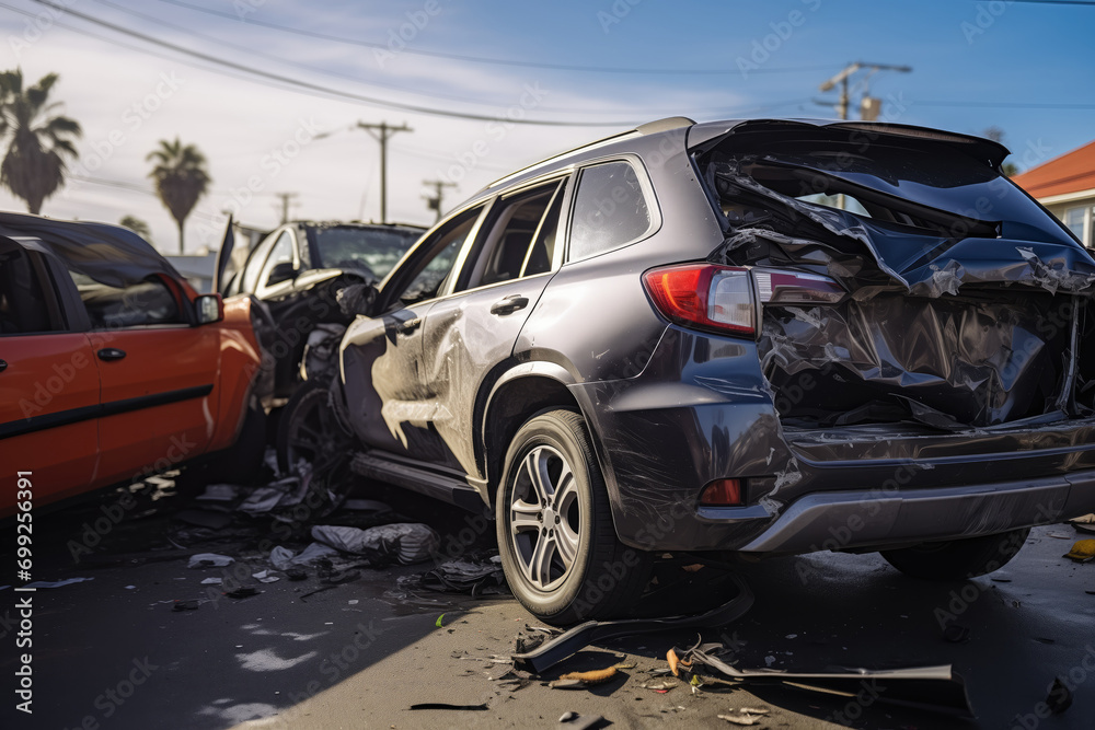 Generative AI image of a Severe Vehicle Collision Aftermath Stock ...