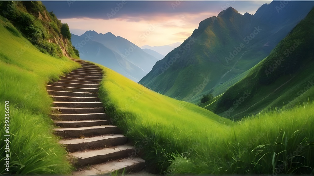 Beautiful Nature Hill Mountain Grass stairs High Quality Full HD 4k, 8K ...