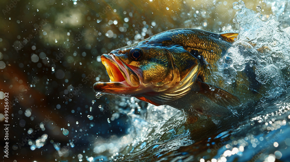ภาพประกอบสต็อก Bass Fishing Challenge: A close-up of a bass fisherman ...